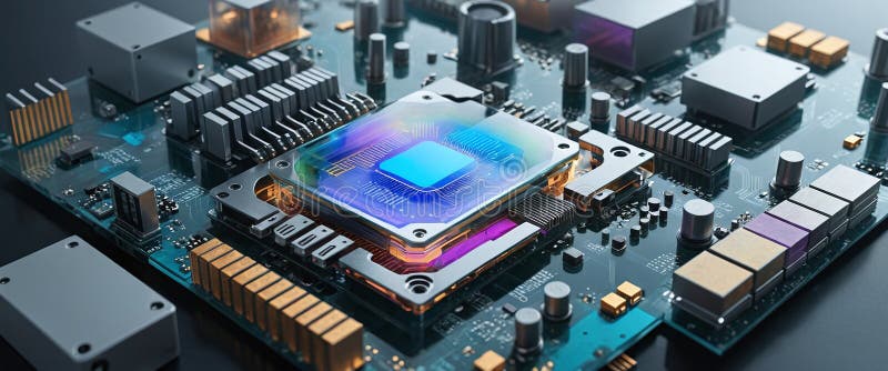 Illustrative Color Illustration of a Close-up of a Computer Processor ...