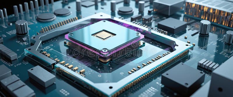 Illustrative Color Illustration of a Close-up of a Computer Processor ...