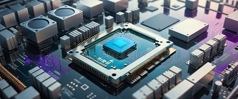 Illustrative Color Illustration of a Close-up of a Computer Processor ...