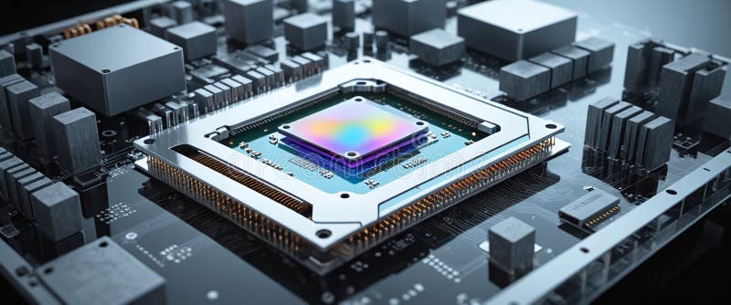 Illustrative Color Illustration of a Close-up of a Computer Processor ...