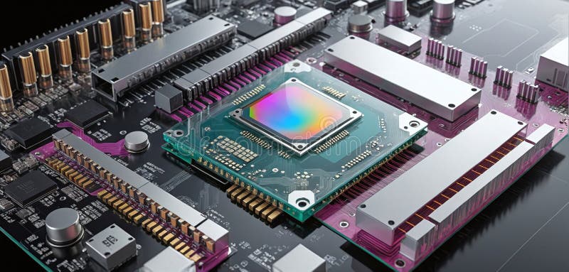 Illustrative Color Illustration of a Close-up of a Computer Processor ...