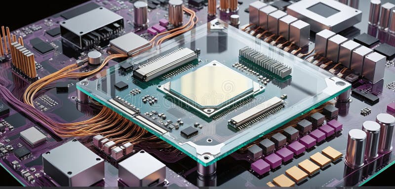 Illustrative Color Illustration of a Close-up of a Computer Processor ...