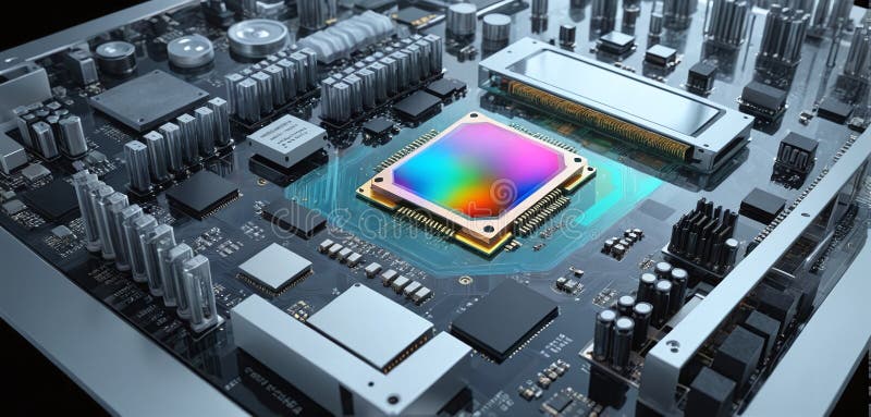 Illustrative Color Illustration of a Close-up of a Computer Processor ...