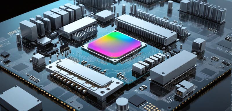 Illustrative Color Illustration of a Close-up of a Computer Processor ...