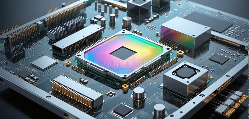 Illustrative Color Illustration of a Close-up of a Computer Processor ...