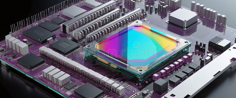 Illustrative Color Illustration of a Close-up of a Computer Processor ...