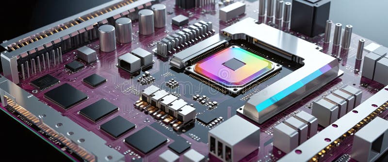 Illustrative Color Illustration of a Close-up of a Computer Processor ...