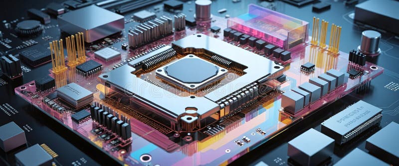 Illustrative Color Illustration of a Close-up of a Computer Processor ...