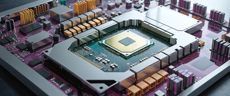 Illustrative Color Illustration of a Close-up of a Computer Processor ...