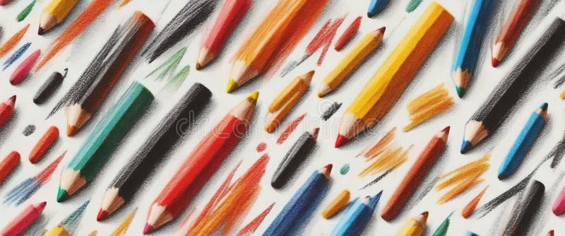 Illustrative and Colorful Illustration of Drawn Crayons in Bright ...