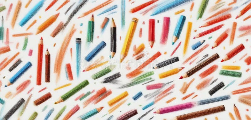Illustrative and Colorful Illustration of Drawn Crayons in Bright ...