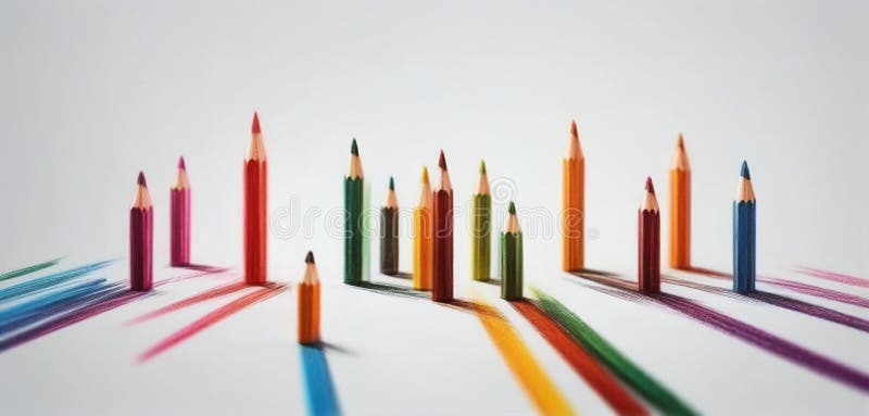 Illustrative and Colorful Illustration of Drawn Crayons in Bright ...