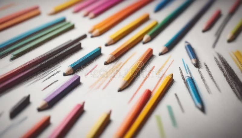Illustrative and Colorful Illustration of Drawn Crayons in Bright ...