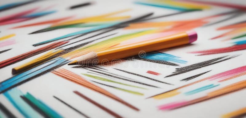 Illustrative and Colorful Illustration of Drawn Crayons in Bright ...