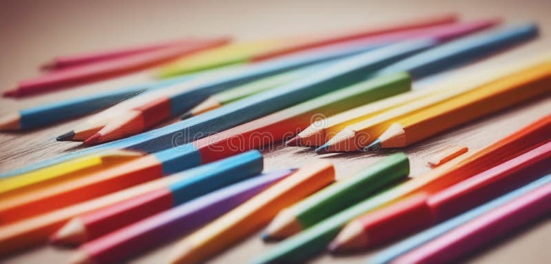 Illustrative and Colorful Illustration of Drawn Crayons in Bright ...