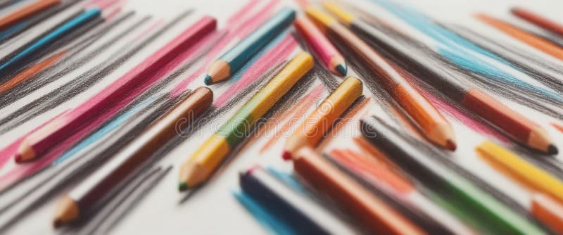 Illustrative and Colorful Illustration of Drawn Crayons in Bright ...