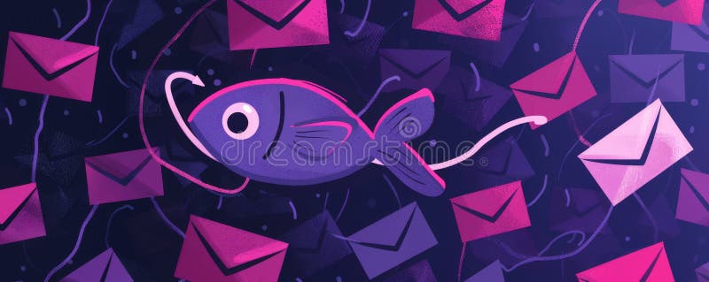 Illustrative Concept of Phishing Alert Using a Fish and Envelopes in a ...