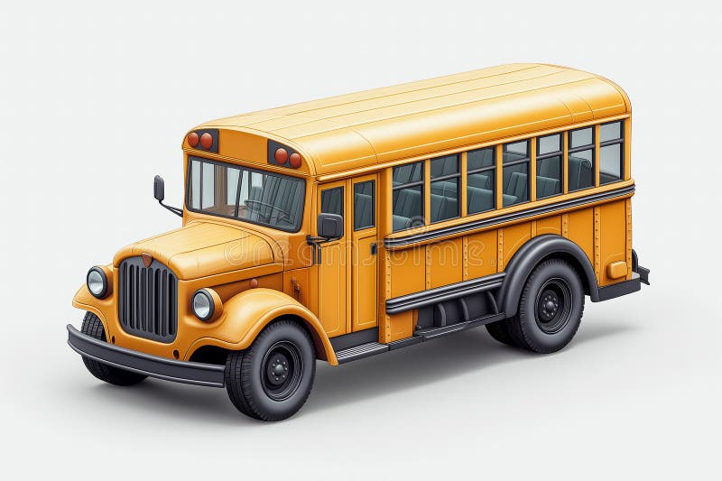 Illustrative Concept of Vintage School Bus on White Background ...