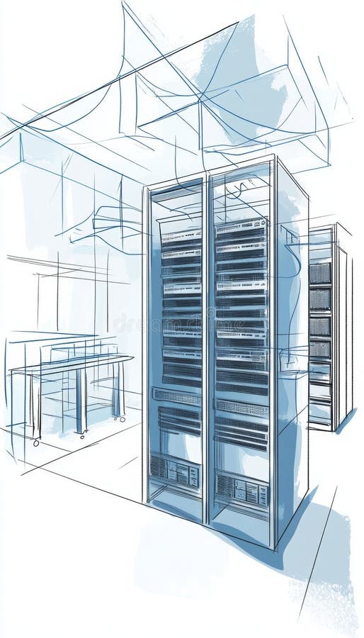 Illustrative Conceptual Sketch of Data Center Layout Featuring Servers ...
