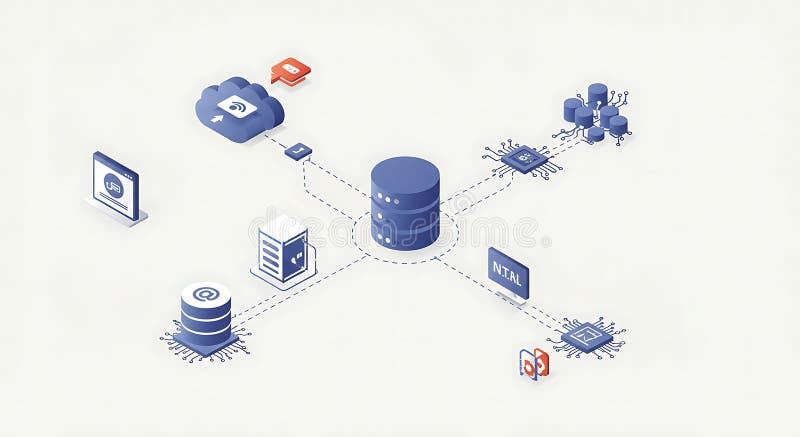 Illustrative Data Network Diagram with Servers and Cloud Connectivity ...