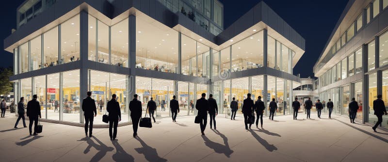 Illustrative Depiction of a Modern Architecture City Center, Shopping ... Illustrative Depiction of a Modern Architecture City Center, Shopping ...