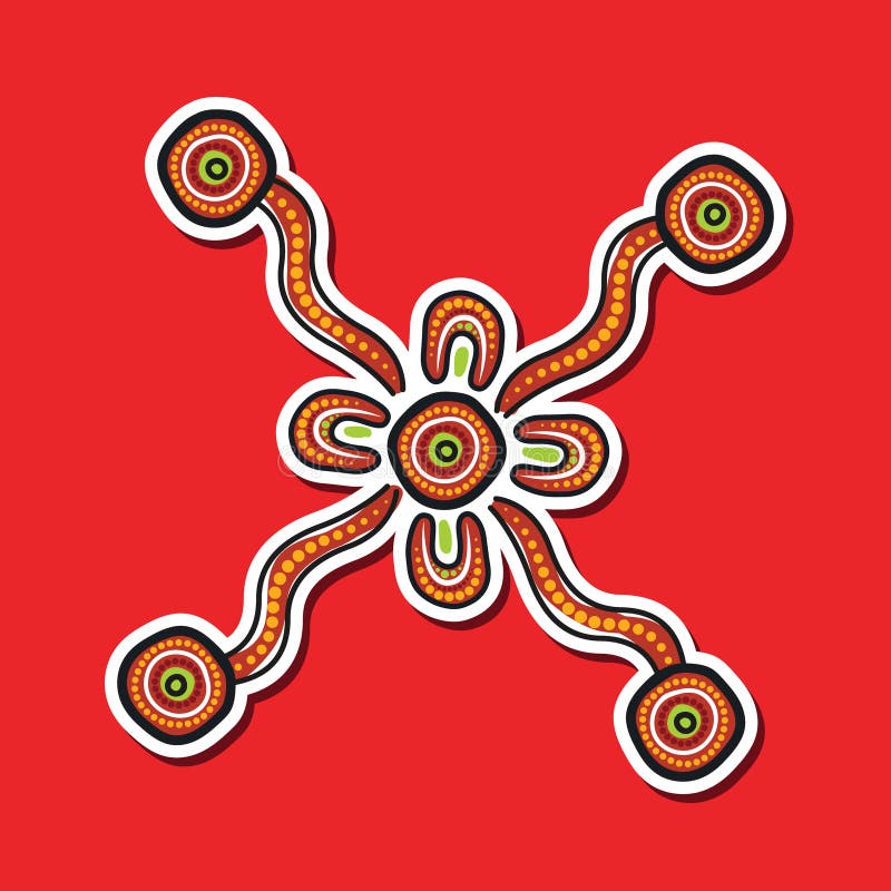 An Illustrative Design of Aboriginal Art for a Sticker Stock Vector ...