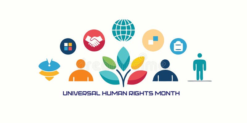 Universal Human Rights Month Concept with Diverse Symbols and Icons for ...