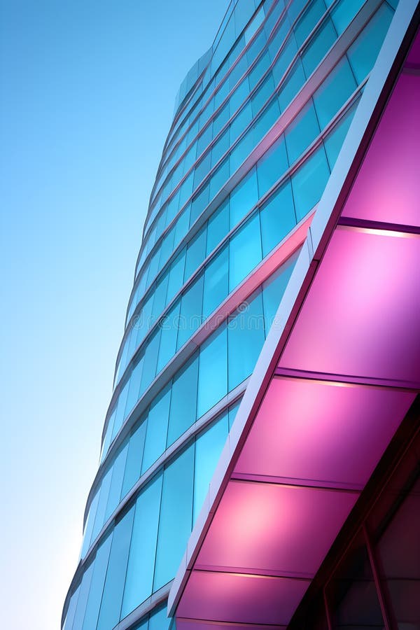 Illustrative Design of an Office Building with Multiple Windows. Modern ...