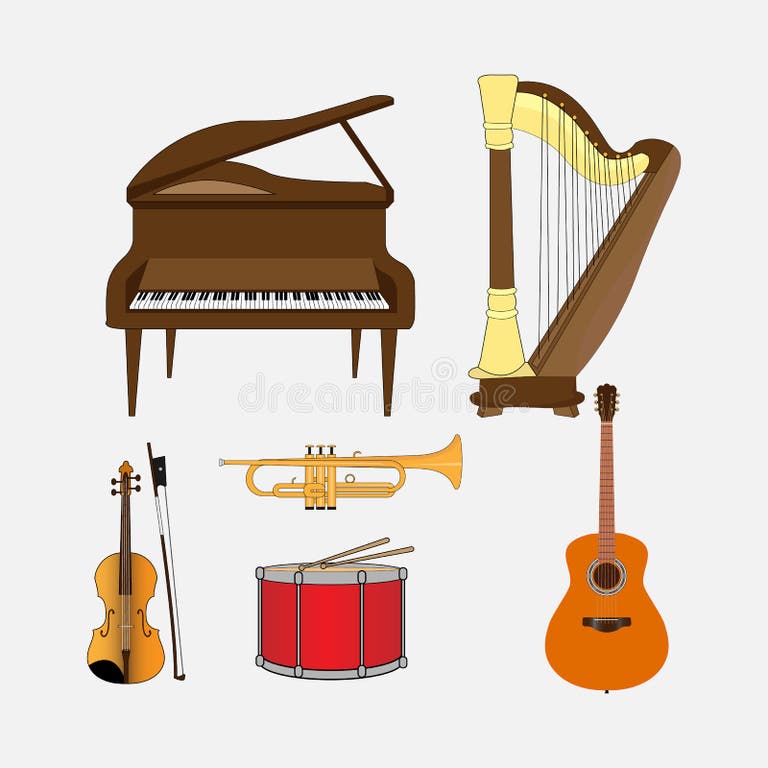 Illustrative Designs of Various Forms of Musical Instruments Stock ...