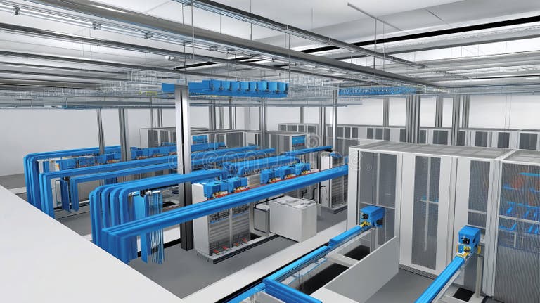 Illustrative Diagram of Data Center Interior Featuring Server Racks and ...