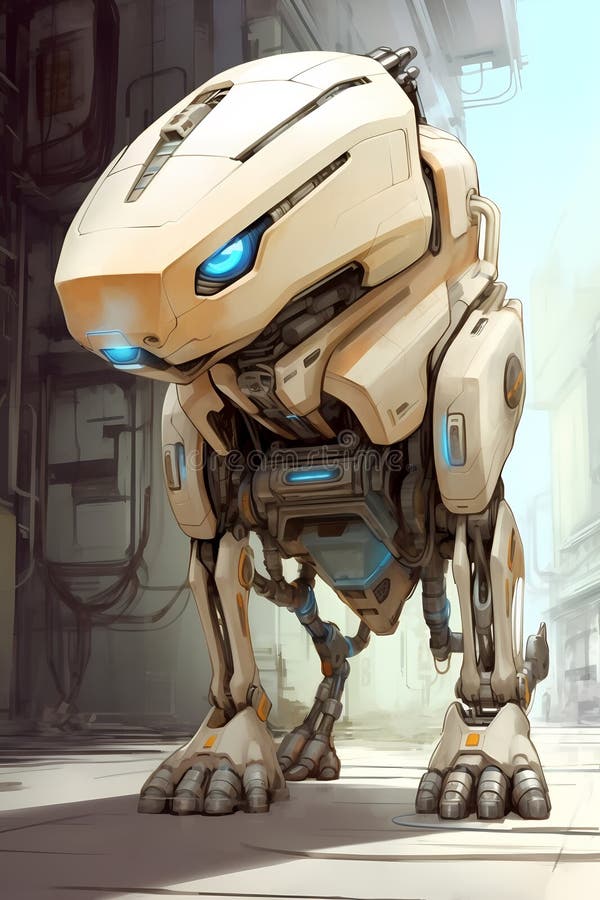 Illustrative Drawing of a Robot in an Urban Scene. Generative AI Stock ...