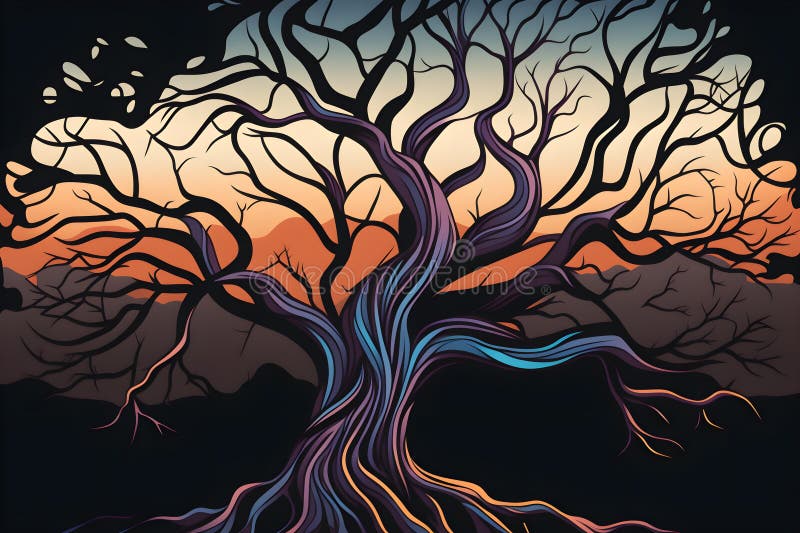 Illustrative Drawing of a Tree. Modern and Colorful Design Concept ...