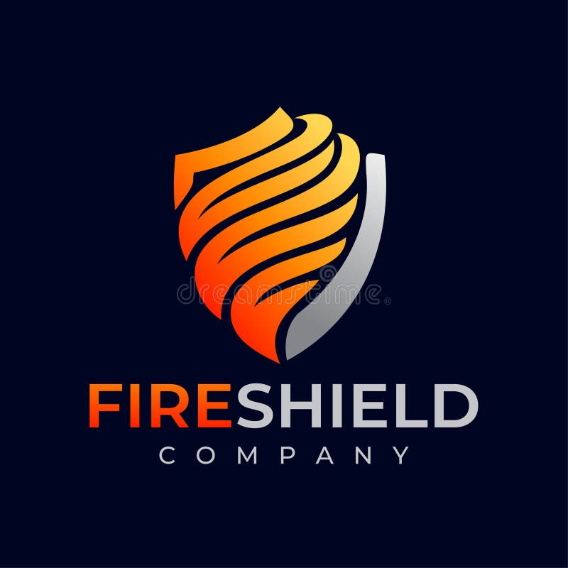 Illustrative Fire Shield Logo Design Branding. Modern Red Flame ...