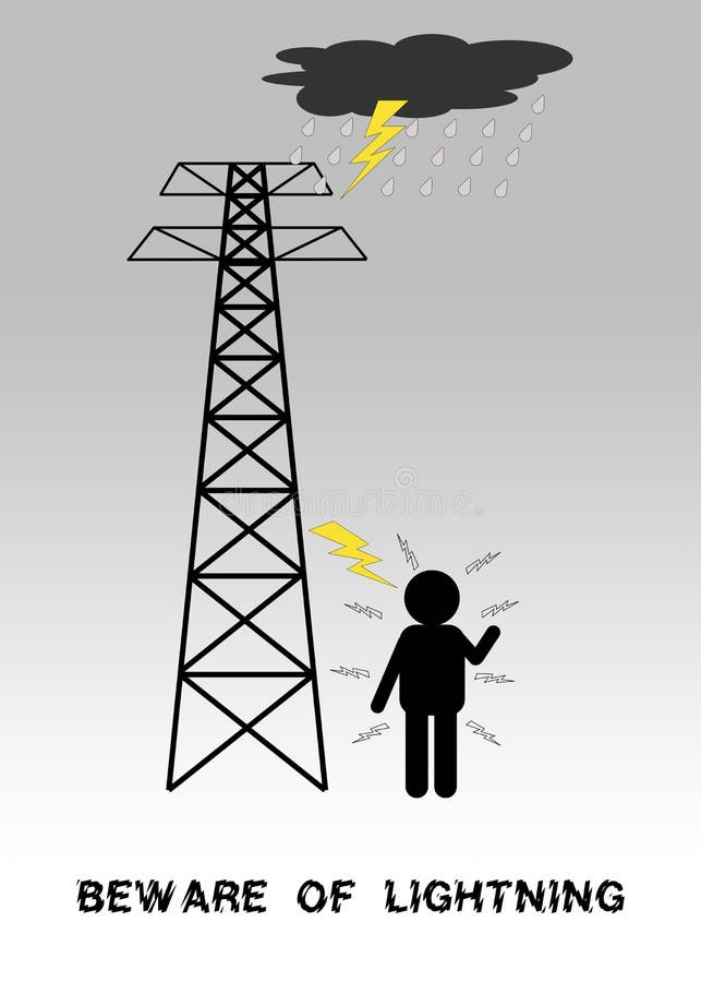 Beware of lightning stock illustration. Illustration of warning - 235270116