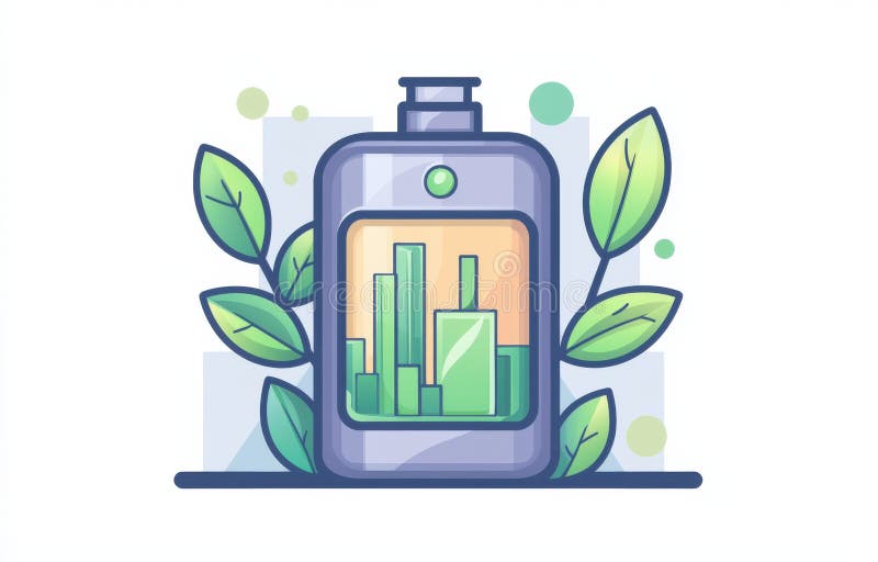 Illustrative Icon of Eco-Friendly Technology with Green Leaves and ...