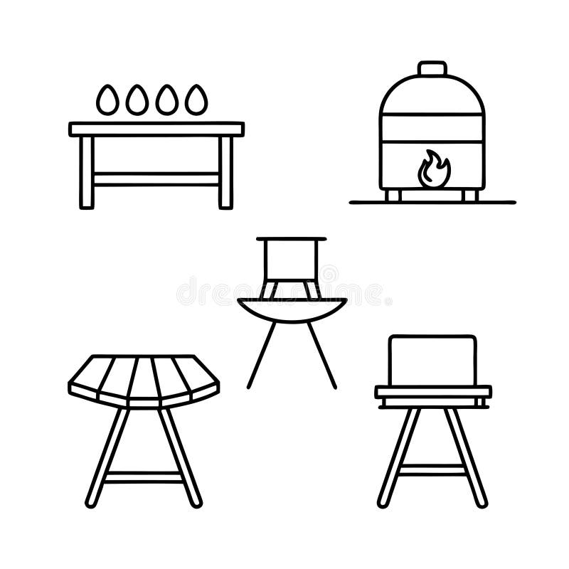 Illustrative Icons for Outdoor Cooking Stock Illustration ...