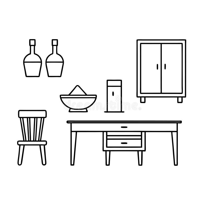 Illustrative Icons for Scandinavian Dining Set Stock Vector ...