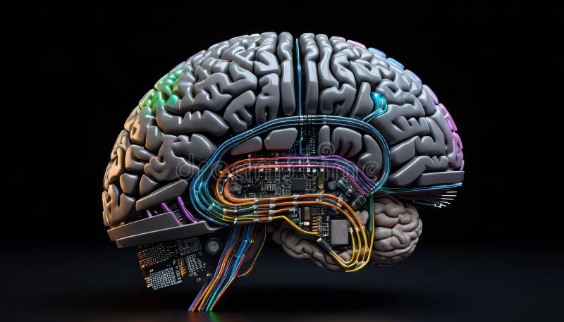 Illustrative Image Concept of Technological and Computerized Brain with ...