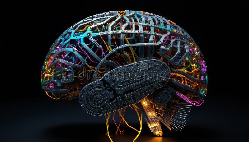 Illustrative Image Concept of Technological and Computerized Brain with ...