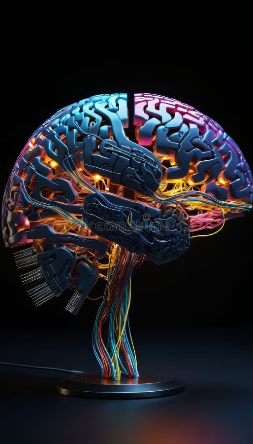 Illustrative Image Concept of Technological and Computerized Brain with ...