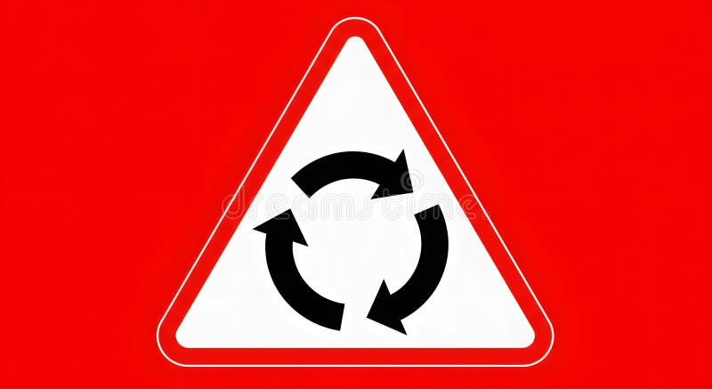 Red Roundabout Sign Navigating Circular Intersections Safely with Clear ...