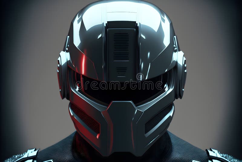 Illustrative Image of Futuristic Helmet. Front View and Solid ...