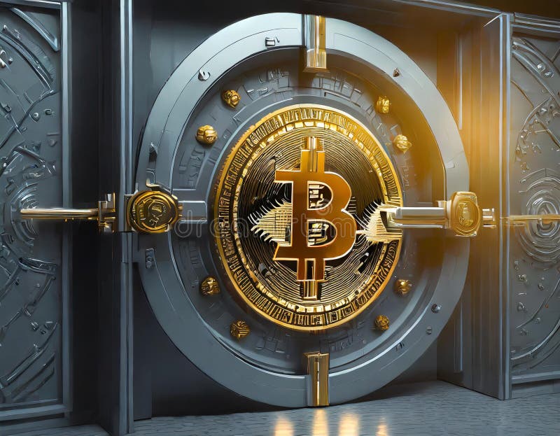 Bitcoin Security Concept with Vault Door Stock Illustration ...