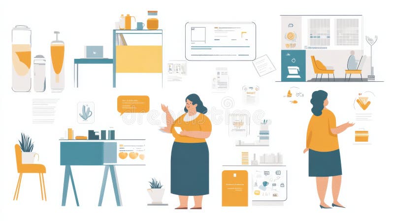 Illustrative Infographic Featuring a Design of a Modern Office ...