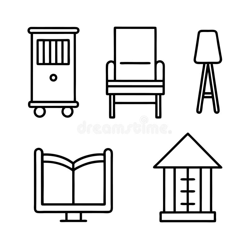 Illustrative Mini Library Icons for Design Stock Vector - Illustration ...