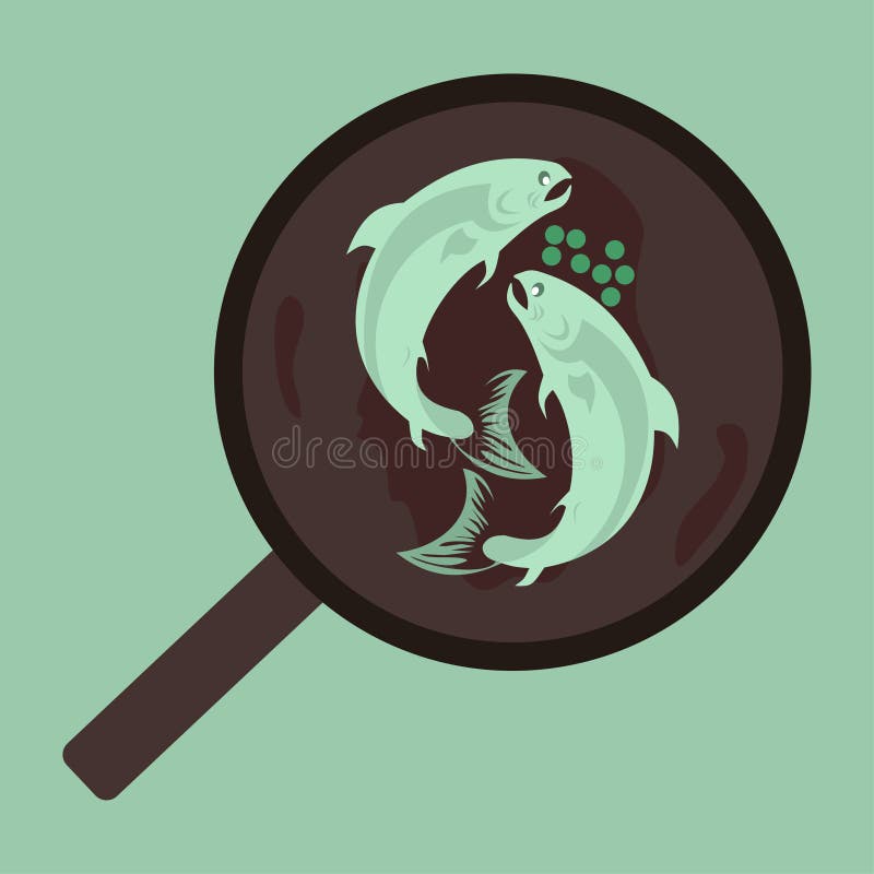 Illustrative pan with fish stock vector. Illustration of illustrative ...