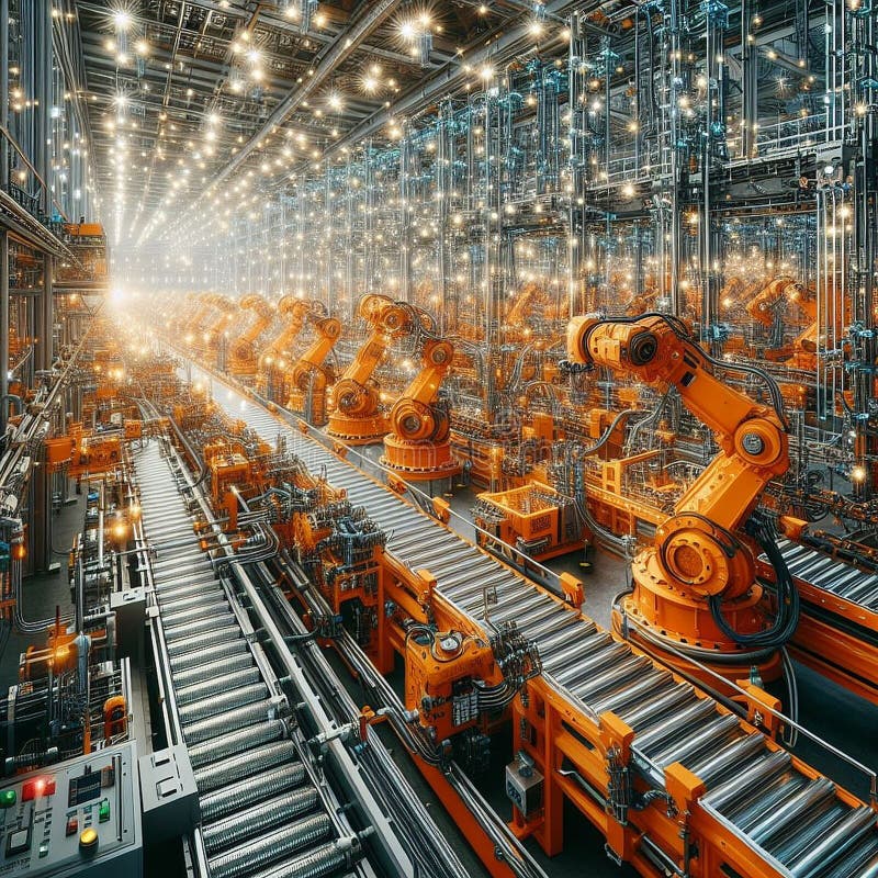 Heavy Industry Inside: Automatic Packing Line Machinery. Stock ...