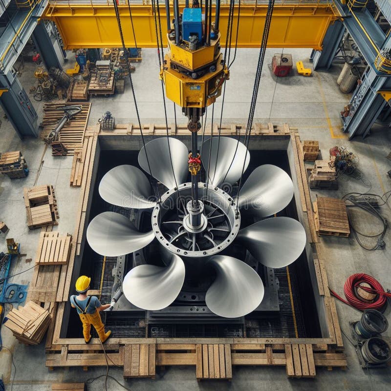 Heavy Industry Inside: Mechanical Work on a Large Propeller. Stock ...