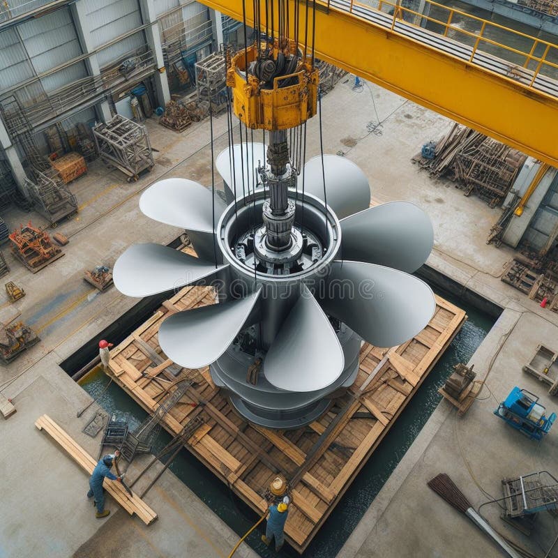 Heavy Industry Inside: Mechanical Work on a Large Propeller. Stock ...