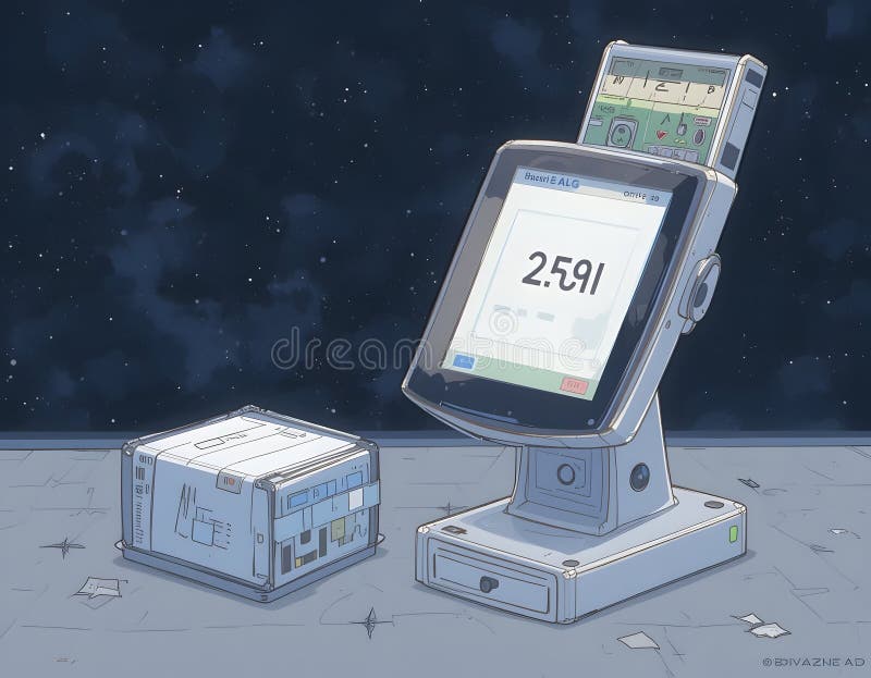 Illustrative Render of Electronic Payment System with Data Display ...